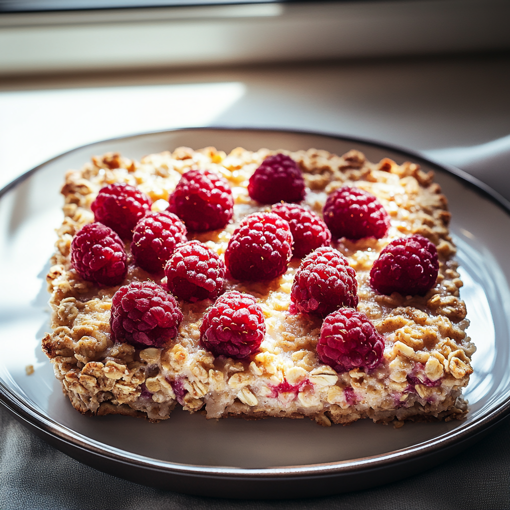 Lemon Raspberry Protein Baked Oatmeal