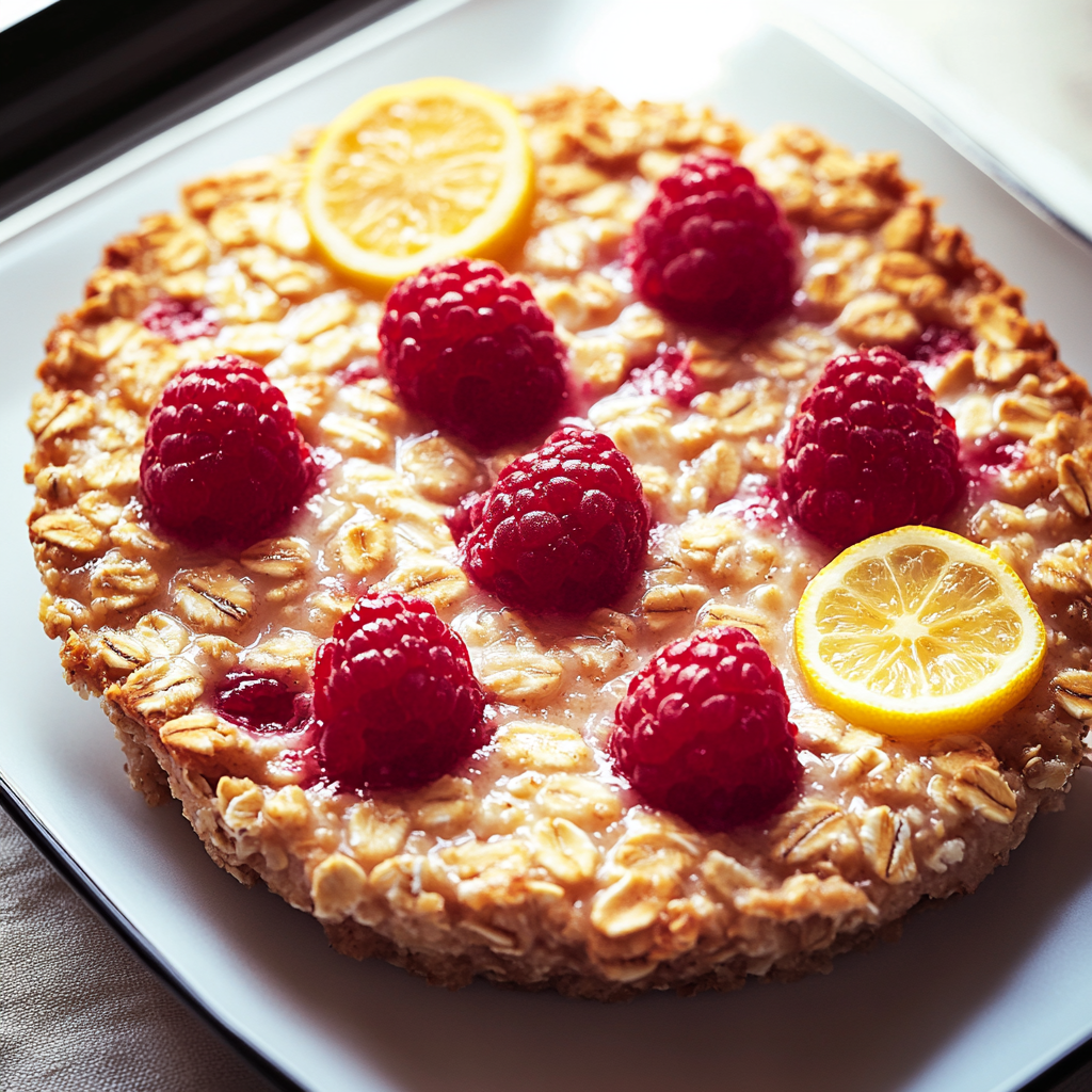 Lemon Raspberry Protein Baked Oatmeal