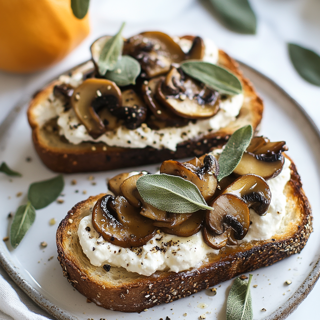 Mushroom and Sage Ricotta Toast