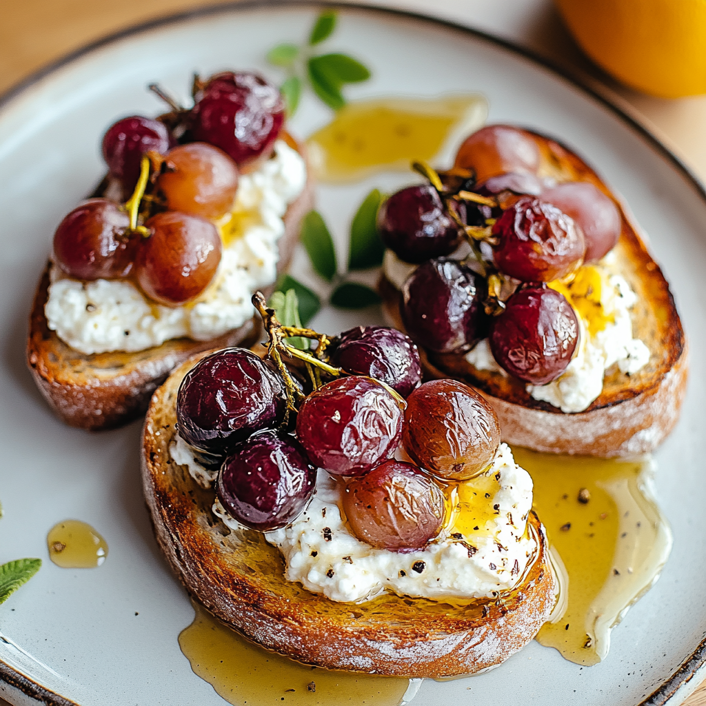 Roasted Grape and Ricotta Toast