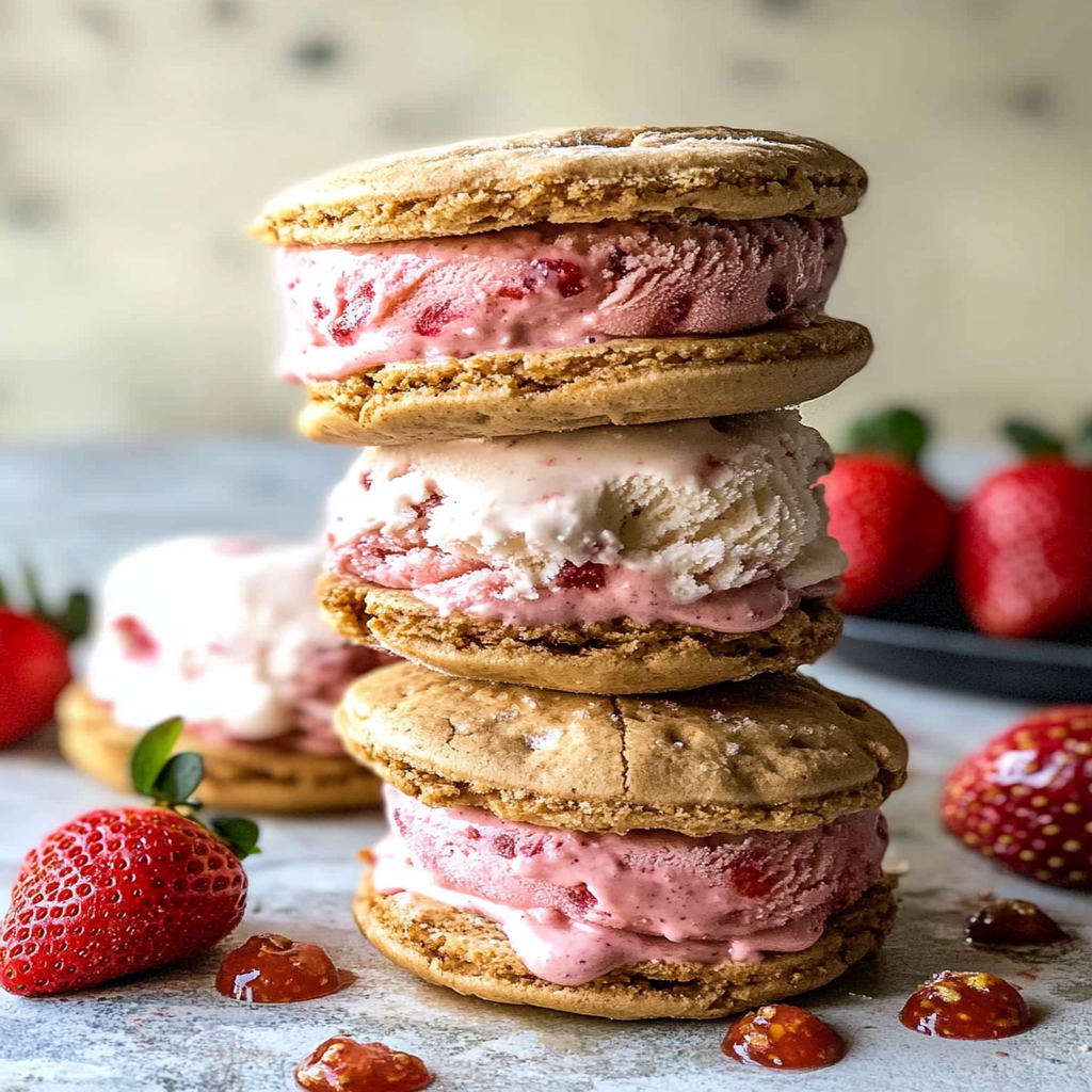 Strawberry Ice Cream Sandwiches