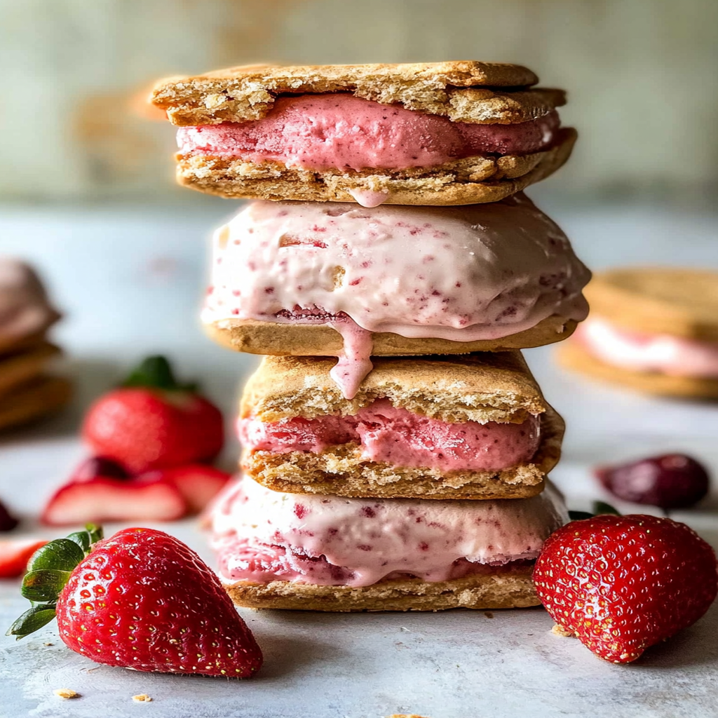 Strawberry Ice Cream Sandwiches