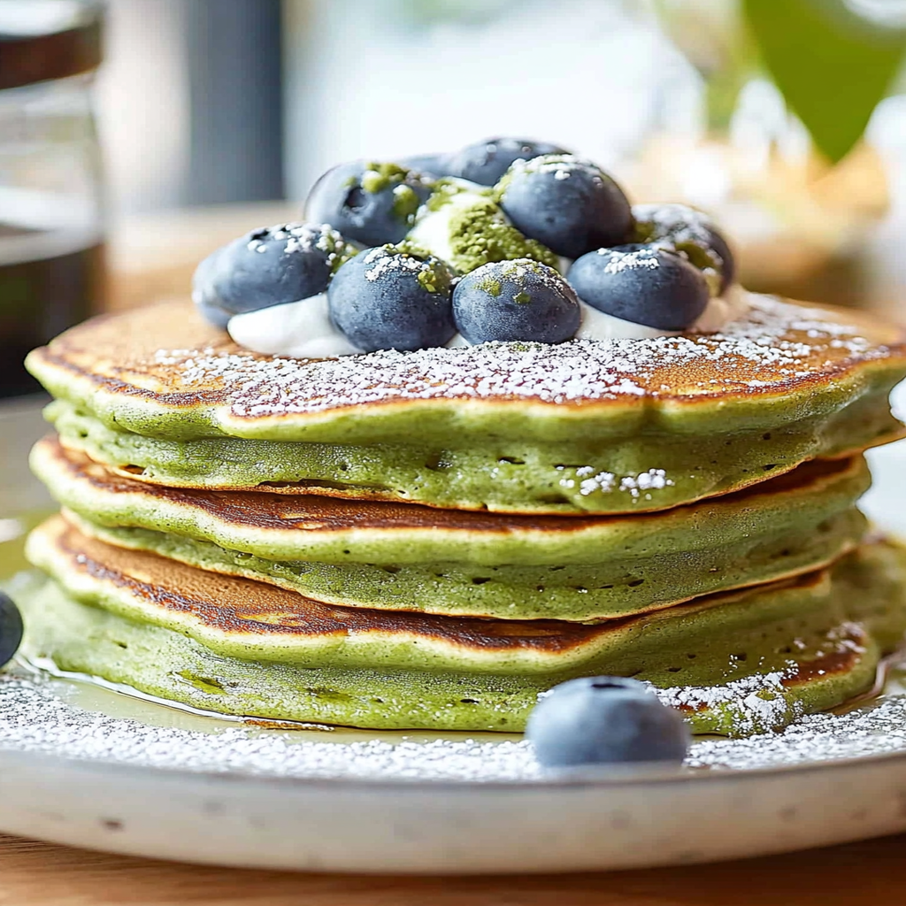 Fluffy Matcha Pancakes