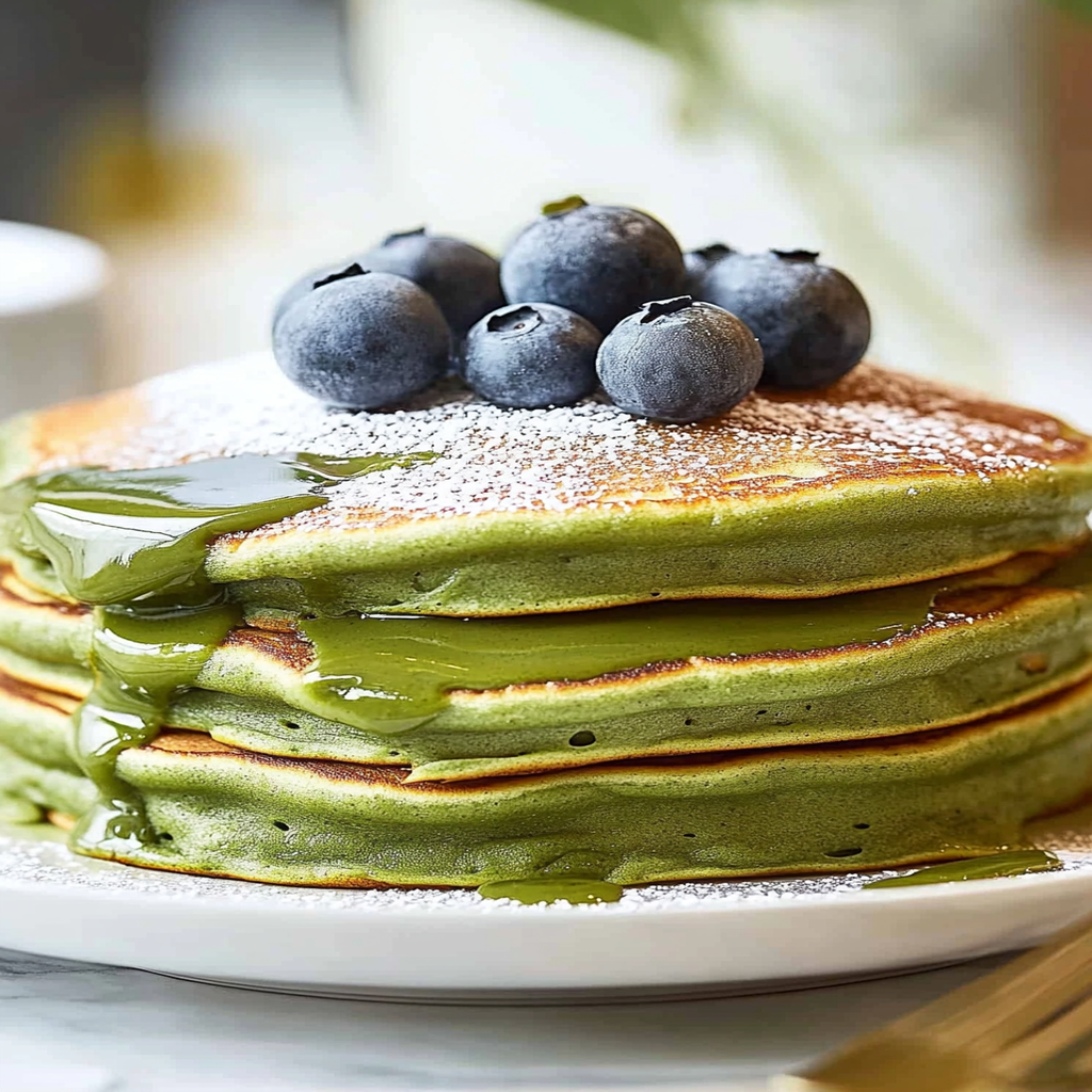 Fluffy Matcha Pancakes