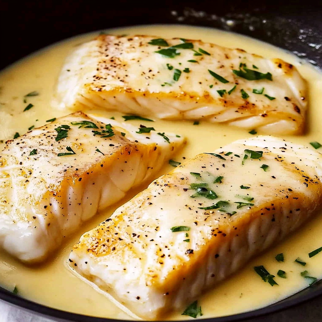 Simple Poached Fish with White Wine Sauce