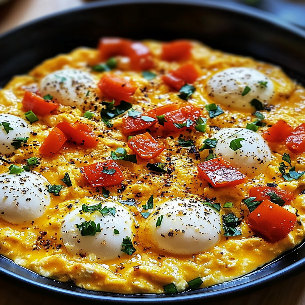 Turkish Menemen Scrambled Eggs with Peppers