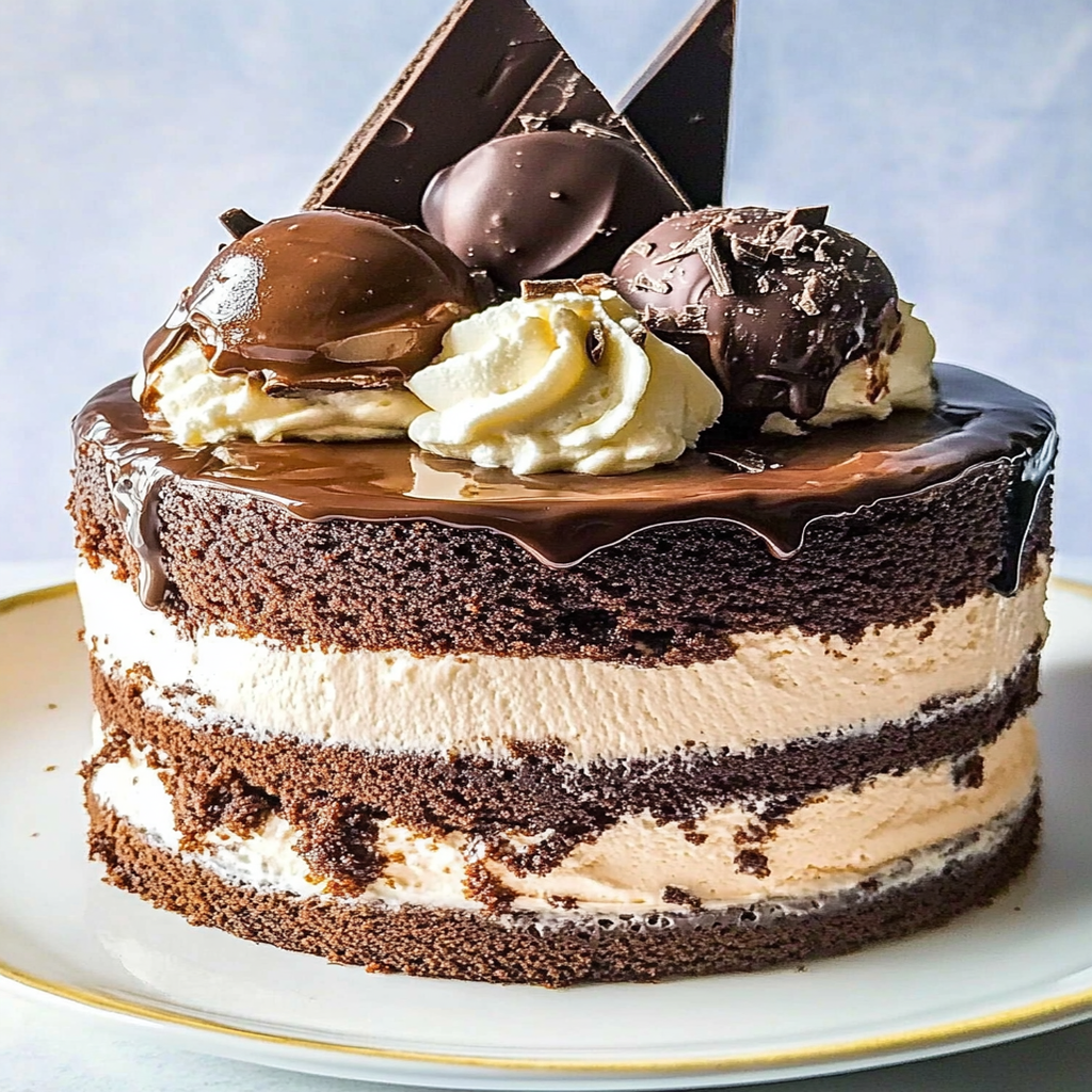 Triple Layer Chocolate Fudge Ice Cream Cake