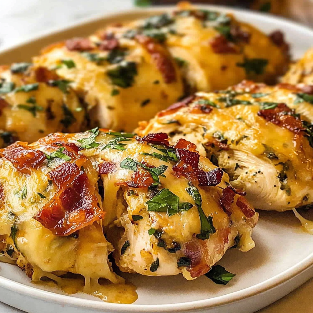 Cheesy Bacon Hasselback Chicken