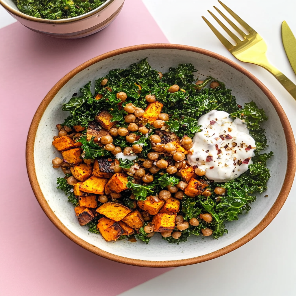 Roasted Sweet Potato and Kale Bowl