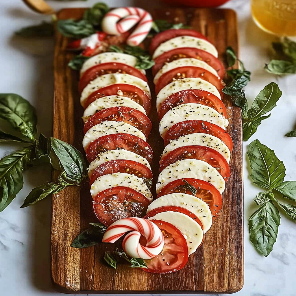 Candy Cane Caprese Board