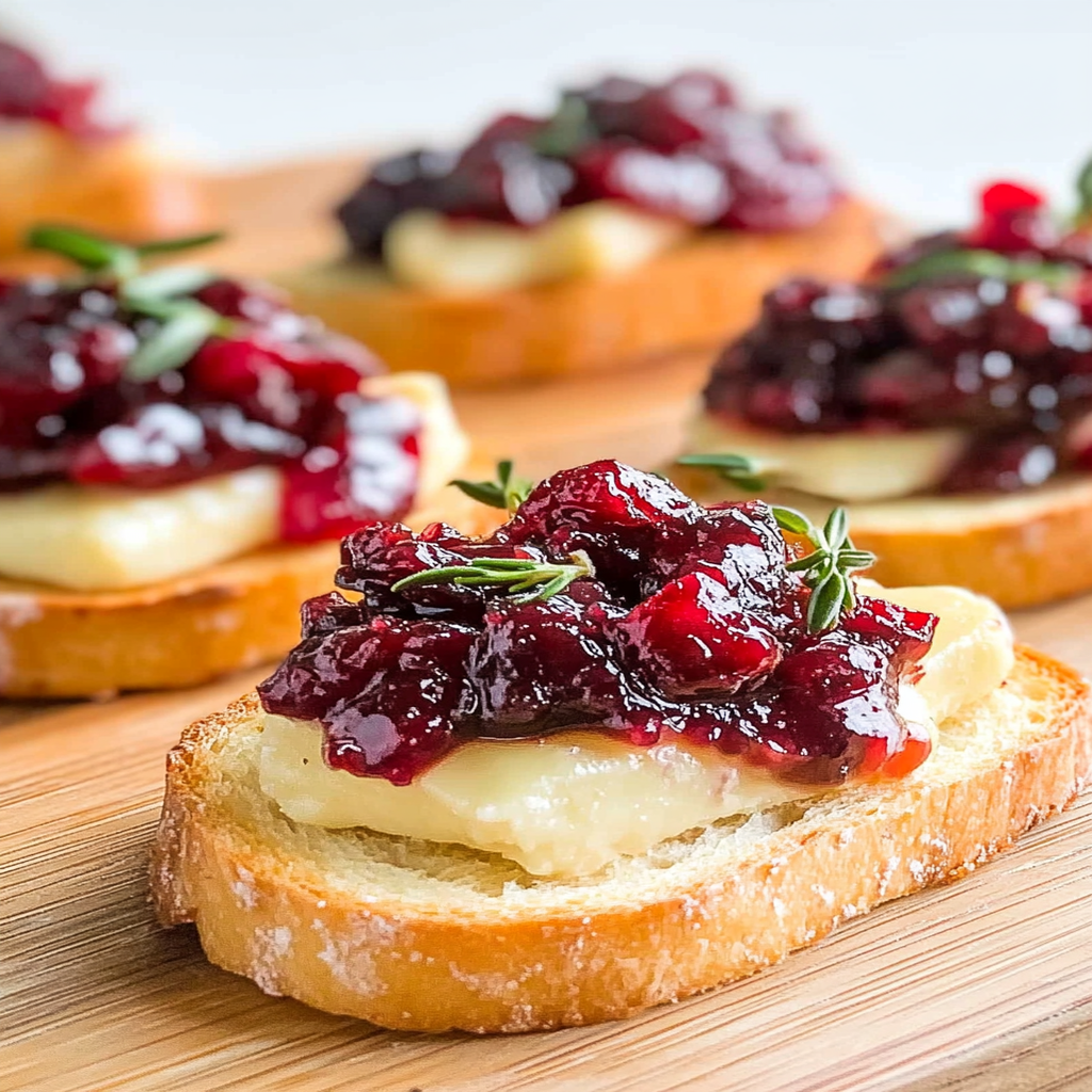 Cranberry Brie Crostini Holiday Appetizer