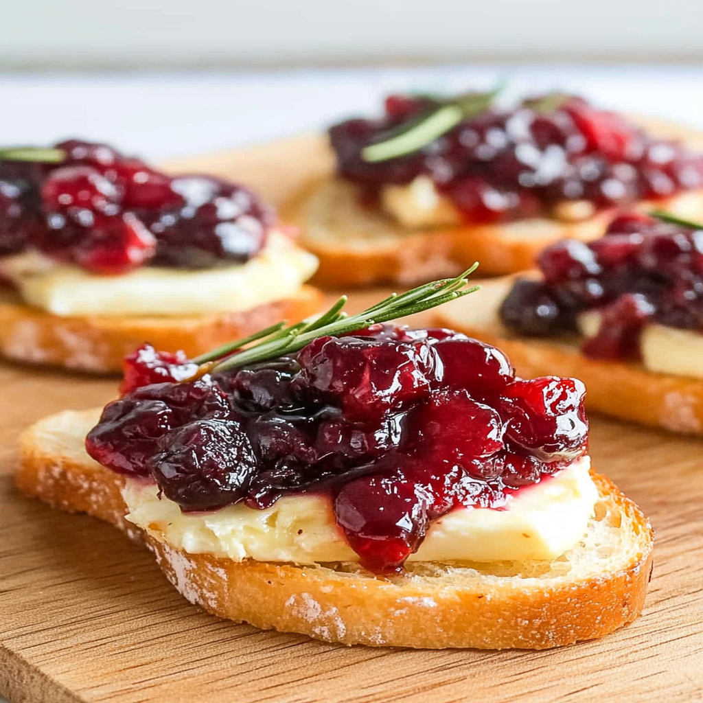 Cranberry Brie Crostini Holiday Appetizer