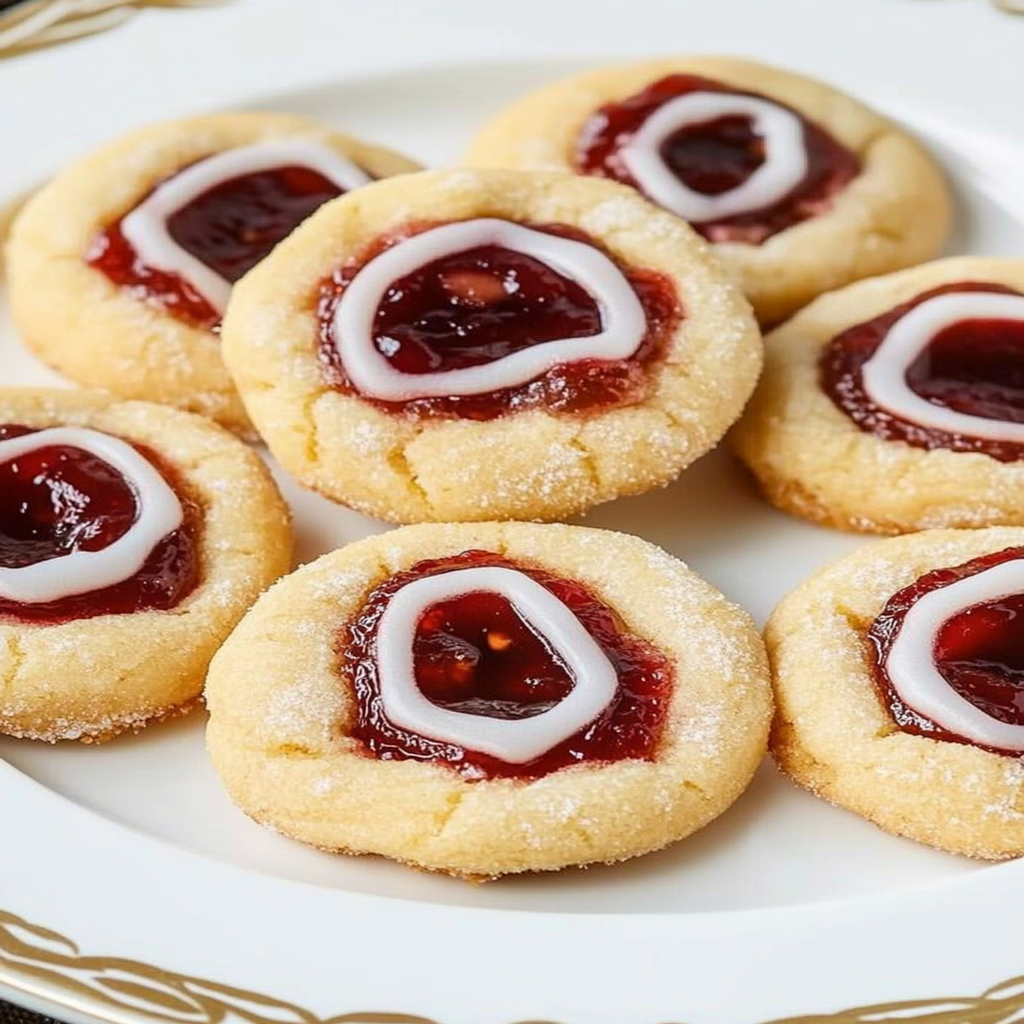 Raspberry Almond Jam Thumbprint Cookies