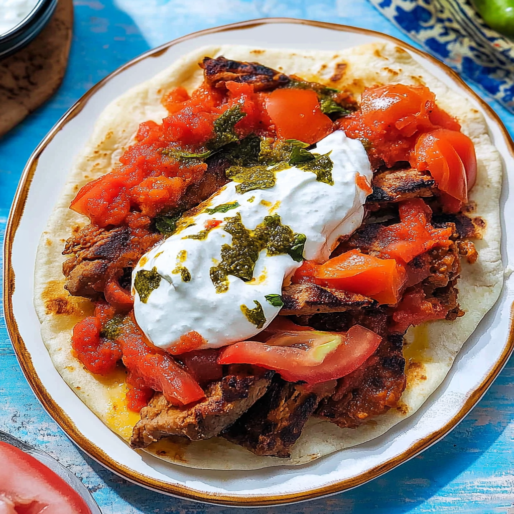 İskender Kebab (Döner Kebab with Yogurt and Tomato Sauce)