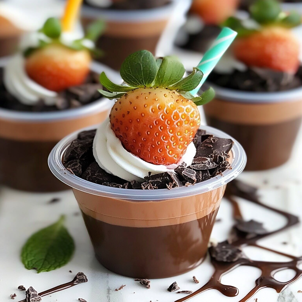 Strawberry Chocolate Pudding Cups