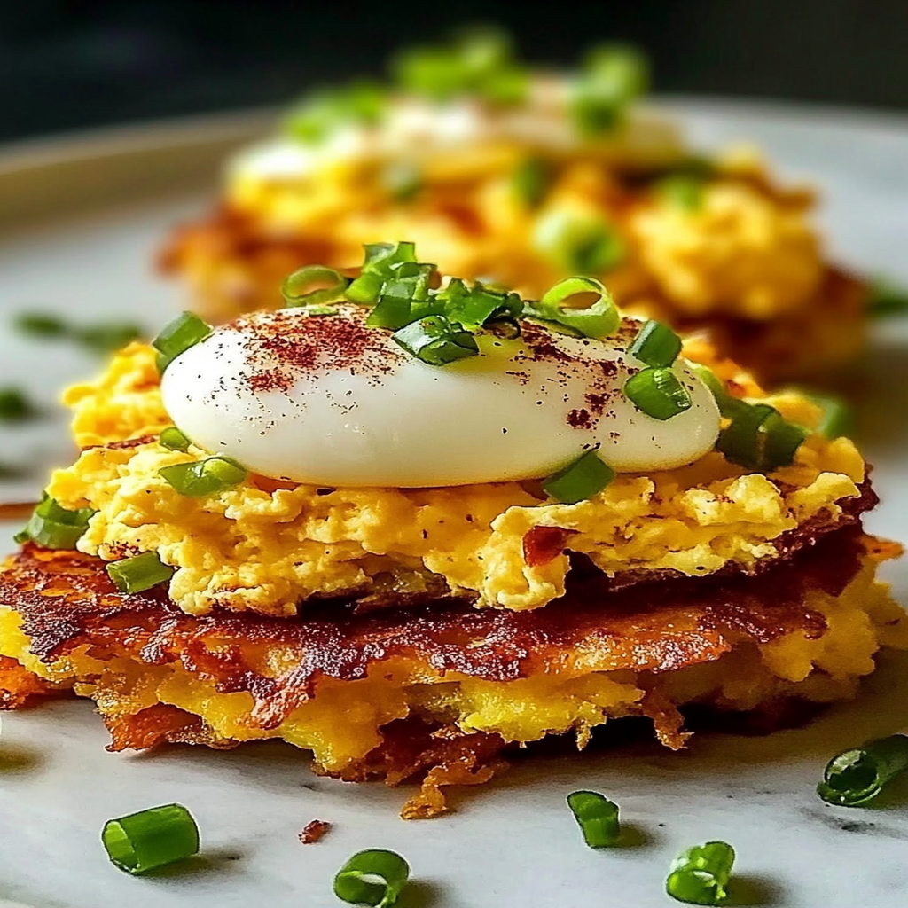 Loaded Hash Browns with Scrambled Eggs