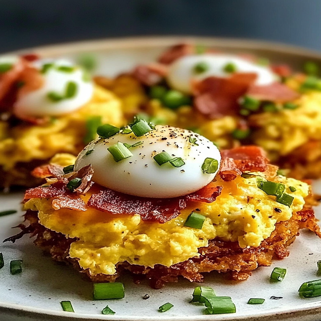 Loaded Hash Browns with Scrambled Eggs