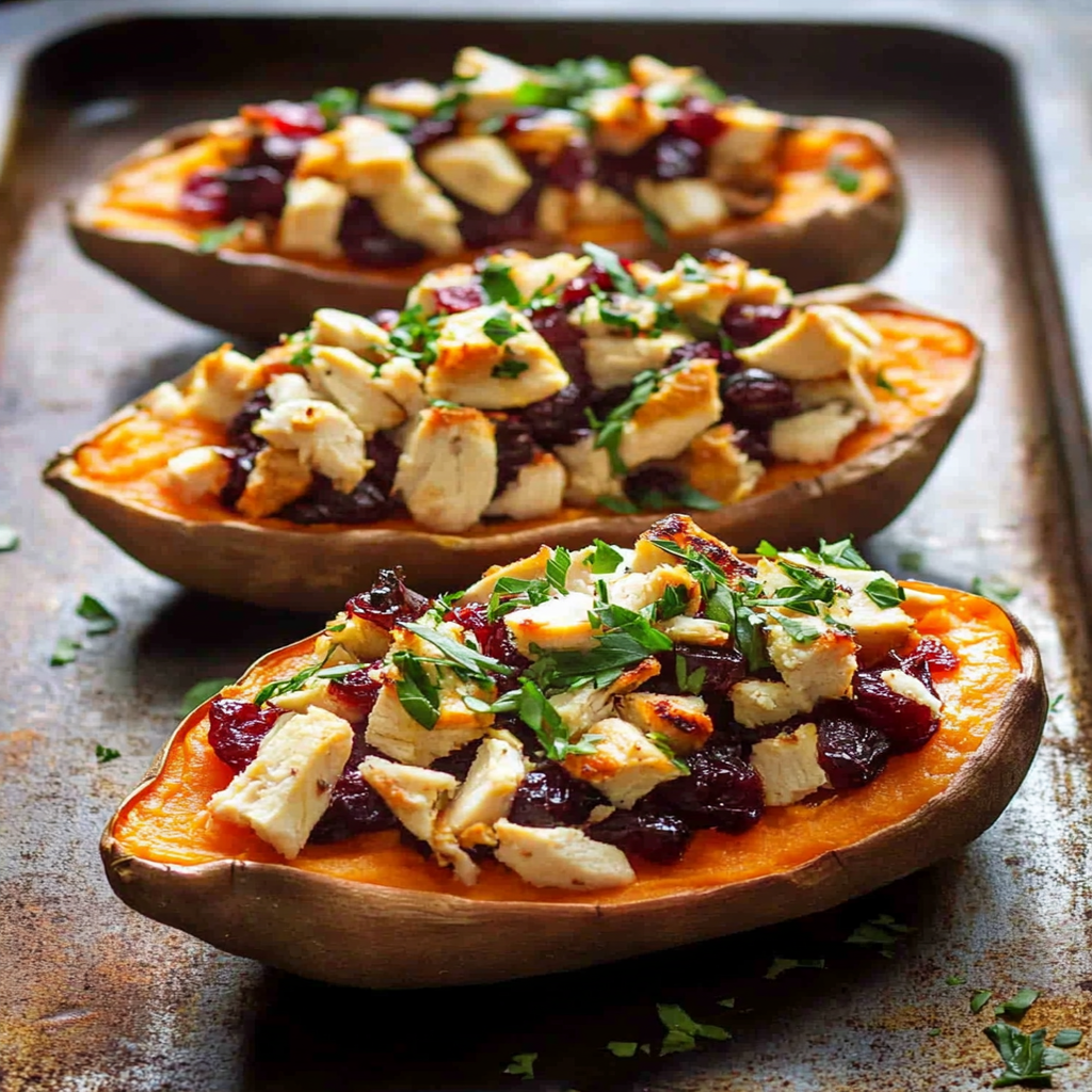 Stuffed Sweet Potatoes with Turkey and Cranberries