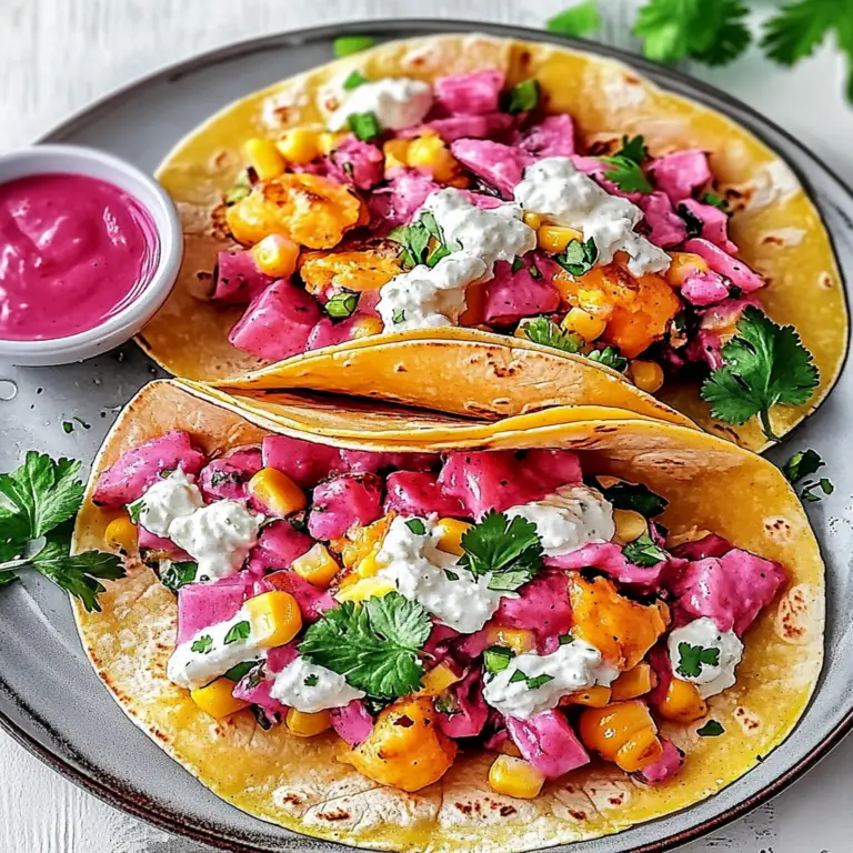 Colorful Breakfast Tacos with Pink Corn Tortillas Delight