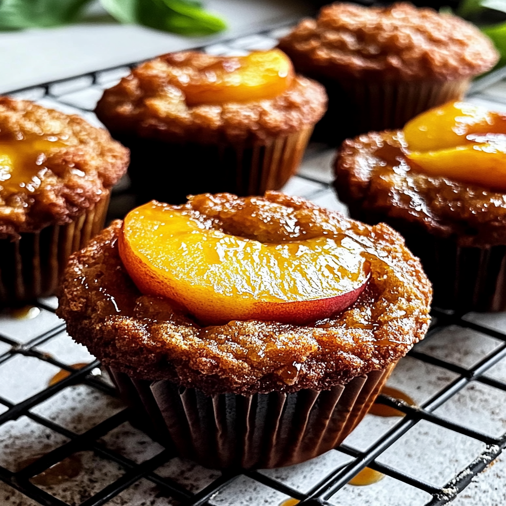 Jumbo Caramel Peach Cobbler Muffins